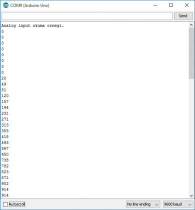 Arduino Analog Read Seri Haberleşme (Potansiyometre Okuma)