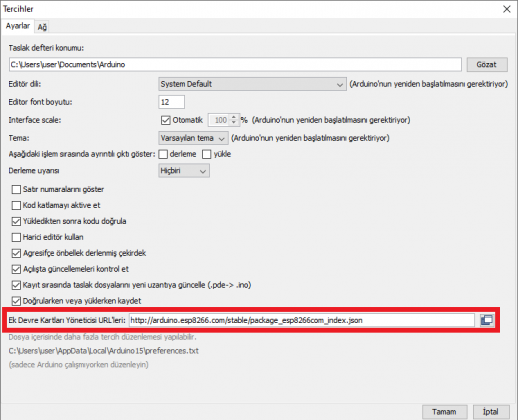 Arduino IDE ile NodeMCU Programlama