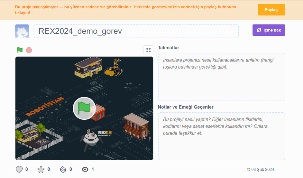 2024 REX Robot Yarışması Online Turnuva Demo Ortaokul Görev - Maker | Türkiye | Robotistan.com