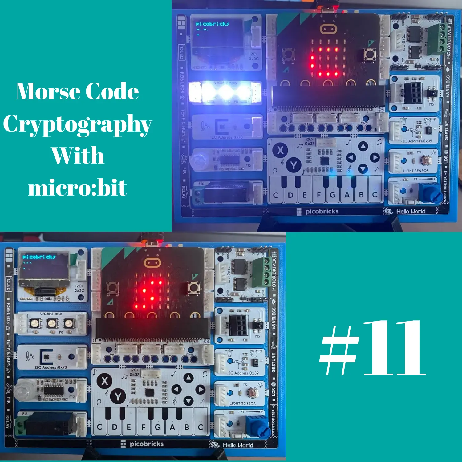 #11 PicoBricks (micro:bit) Morse Code Cryptography Projesi